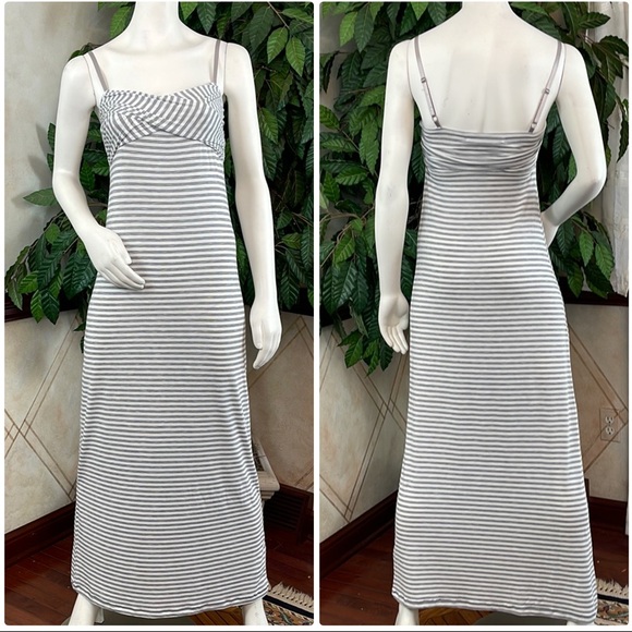Max Studio | Dresses | Max Studio Gray Striped Maxi Dress | Poshmark